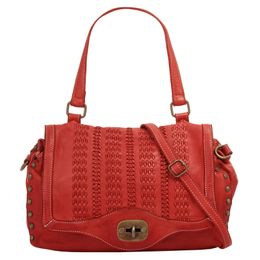 Henkeltasche Samantha Look, Damen, Gr. B/H/T: 33cm x 23cm x 7cm onesize, rot, Leder, Taschen Henkeltasche, echt Leder, Made in Italy