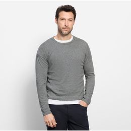 Rundhalspullover OLYMP "OLYMP Strick Casual", Herren, Gr. XL, grau (silbergrau), Obermaterial: 100% Baumwolle, schmal, Rundhals, Pullover Rundhalspullover, Crew Neck
