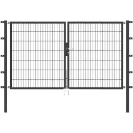 Zaundoppelt&uuml;r Alberts "Flexo", grau (anthrazit), B:250cm H:140cm, Stahl, Tore, Zaundoppelt&uuml;r, 250 cm Breite, in versch. H&ouml;hen