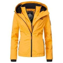 Outdoorjacke Marikoo "Erdbeere", Damen, Gr. XS (34), gelb, Oberstoff: 100% Polyester. Futter: 100% Polyester. Wattierung: 100% Polyester. &Auml;rmelfutter: 100% Polyester, tailliert h&uuml;ftbedeckend, &Auml;rmel ohne &Auml;rmelschlitz Rippstrickb&uuml;ndchen kontrastfarben, Jacken Outdoorjacke, sportliche Funktionsjacke mit Kapuze
