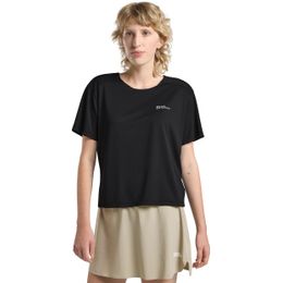 T-Shirt Jack Wolfskin "PRELIGHT STRIDE CROP T W", Damen, Gr. XL (46), schwarz, Oberstoff 100% POLYESTER, Shirts T-Shirt