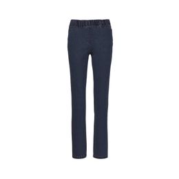 Regular-fit-Jeans GOLDNER "Kurzgr&ouml;&szlig;e Edel geschm&uuml;ckte Jeansschlupfhose LOUISA", Damen, Gr. 23, K-Gr, blau (dunkelblau), Obermaterial: 75% Baumwolle CO. 23% Polyester PES. 2% Elasthan EL., Jeans Regular-fit-Jeans
