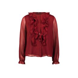 Chiffonbluse Zero "Chiffonbluse mit Volants", Damen, Gr. 44, rot (cabernet), Obermaterial: 60% Polyester PES. 40% Polyester Pol. recyc.., Blusen Chiffonbluse