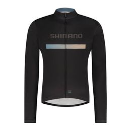 Radtrikot Shimano "VERTEX Long Sleeves Jersey Printed, Black", Herren, Gr. XXL, schwarz, Obermaterial: 94% Polyester PES. 6% Elasthan EL., Trikots Radtrikot