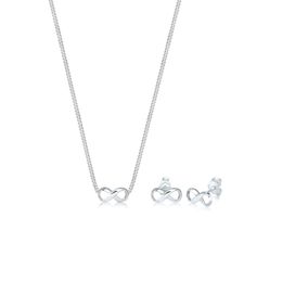 Ohrring und Ketten Set Elli "Schmuckset Infinity Symbol Unendlichkeit 925 Silber, mit Kristallen von Swarovski" Gr. 45, silber, Schmuck_Sets, Damen, 45, Ohrring und Ketten Set