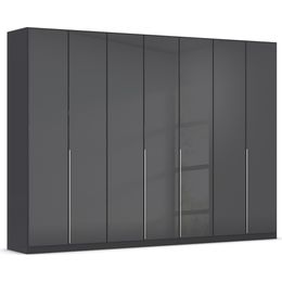 Dreht&uuml;renschrank OTTO HOME "Kleiderschrank Kleiderschr&auml;nke Schrank Garderobe AGORDO mit Glasfront", grau (graumetallic, glas basalt), B:315cm H:229cm T:54cm, Holzwerkstoff, Schr&auml;nke, Dreht&uuml;renschrank, durchdachte Innenausstattung, in 8 Breiten und 2 H&ouml;hen MADE IN GERMANY