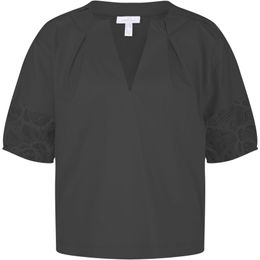 Schlupfbluse Sportalm KITZB&Uuml;HEL, Damen, Gr. 42, schwarz, Web, Obermaterial: 97% Baumwolle, 3% Elasthan, unifarben, bequem, V-Ausschnitt, angeschnitten Spitze, Blusen Schlupfbluse, mit Spitze