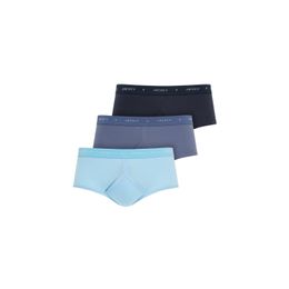 Slip Jockey "Slip Classic Cotton Rib Y-Front Brief 3er Pack", Herren, Gr. M, bunt (blau), Obermaterial: 100% Baumwolle CO., Unterhosen Slip