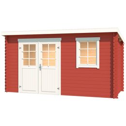 Gartenhaus Lasita Maja "Amira 175", rot (schwedenrot), ohne Fu&szlig;boden, ohne Dacheindeckung, Holzwerkstoff, Gartenh&auml;user, Gartenhaus, Blochbohlenhaus 28mm, Fundamentmass 3800x1750, Schwedenrot