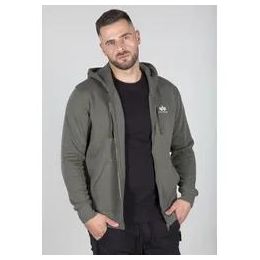 Kapuzensweatjacke Alpha Industries "Basic Zip Hoody SL", Damen, Gr. L, gr&uuml;n (schwarz olive), angeraute Sweatware, Obermaterial: 80% Baumwolle, 20% Polyester, bedruckt, normal normal, Rundhals, Rippb&uuml;ndchen, Sweatjacken, Baumwollmischung, regular fit