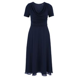 Cocktailkleid Vera Mont "Cocktailkleid im Glitzer-Look", Damen, Gr. 42, EURO, blau (patch dunkelblau, dunkelblau), 100% Polyester PES., Kleider Cocktailkleid