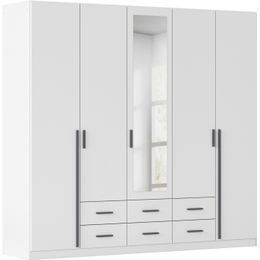 Kleiderschrank Rauch "Schrank Garderobe Ankleide GAMMA Breiten 91/136/181/226/271/315/360 cm", alpinwei&szlig;, griffstangen graumetallic, B:226cm H:210cm T:54cm, Holzwerkstoff, Schr&auml;nke, Kleiderschrank, verschiedene Griff-Varianten, mit Spiegel TOPSELLER MADE IN GERMANY