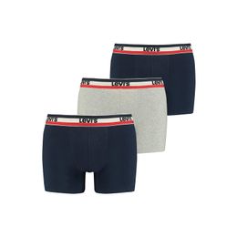 Levi's Boxershorts LEVI'S "Boxershort MEN SPRTSWR LOGO BOXER BRIEF 3P 3er Pack", Herren, Gr. XXL, blau (marine, grau), Obermaterial: 95% Baumwolle CO. 5% Elasthan EL., Unterhosen Boxershorts