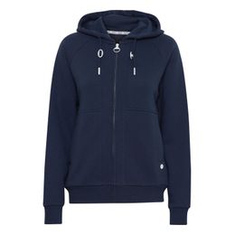Sweatjacke oxmo "Sweatjacke OXAndie", Damen, Gr. S, blau (total eclipse), Obermaterial: 55% Polyester PES. 45% Baumwolle CO., Sweatjacken Sweatjacke