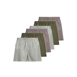 Jack & Jones Webboxer JACK & JONES "Web-Boxershorts JACMILANO WOVEN BOXERS 6 PACK 6er Pack", Herren, Gr. L, bunt (gr&uuml;n, wei&szlig;, braun), Obermaterial: 100% Baumwolle CO., Unterhosen Webboxer