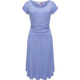 Sommerkleid Ragwear "Sommerkleid Yvone Solid", Damen, Gr. L, N-Gr, blau, Obermaterial: 95% Viskose CV. 5% Elasthan EL., Kleider Sommerkleid