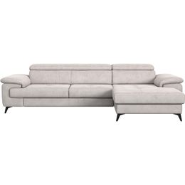 Ecksofa COTTA "Astra L-Form, B: 300 cm", snow, B:300cm T:169cm, 100% Polyester (PES), Sofas, Ecksofa, mit Kopfteilverstellung, optional Bettfunktion & Bettkasten