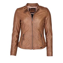 Lederjacke Mustang "Lederjacke Jeannette", Damen, Gr. XS, braun (cognac), Obermaterial: 100% Lammleder LEL. Futter: 100% Baumwolle CO., Jacken Lederjacke