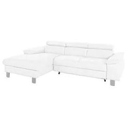 Ecksofa COTTA "Komaris L-Form, B: 244 cm", wei&szlig;, B:244cm H:72cm T:166cm, Microfaser PRIMABELLE (100% Polyester);Kunstleder SOFTLUX(100%Polyurethan);Feinstruktur (100% Polyester);Kunstleder SOFTLUX/Struktur (100%Polyurethan, 90%Polyester, 10% Polyacryl), Sofas, Ecksofa, mit Kopfteilverstellung, optional Bettfunktion, Bettkasten & Licht
