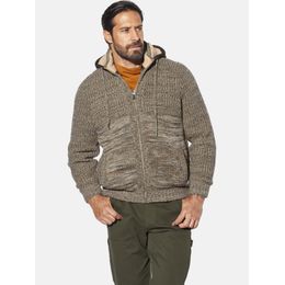 Strickjacke Jan Vanderstorm "Outdoor Strickjacke INGLAND", Herren, Gr. L, braun (braun melange), Obermaterial: 70% Polyacryl PAN. 30% Wolle mw., Strickjacken Strickjacke