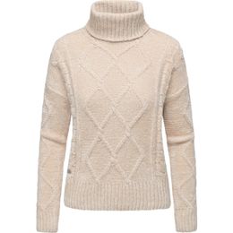 Strickpullover Ragwear "Strickpullover Janna Short", Damen, Gr. S, beige (ecru), Obermaterial: 100% Polyester PES. Futter: 100% Polyester PES., Rundhals, &Auml;rmel ohne &Auml;rmelschlitz Rippb&uuml;ndchen, Pullover Strickpullover
