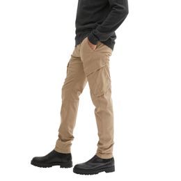 Cargohose Tom Tailor, Herren, Gr. S, N-Gr, beige (mountain taupe), Web, Obermaterial: 97% Baumwolle, 3% Elasthan, unifarben, bequem lang, Hosen Cargohose, mit schr&auml;gen Seitentaschen