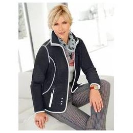 Fleecejacke Casual Looks, Damen, Gr. 38, blau (marine), 100% Polyester, gemustert, unifarben, Jacken Fleecejacke