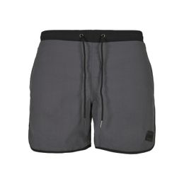 Badeshorts Urban Classics "Urban Classics Herren Retro Swimshorts", Gr. L, US-Gr&ouml;&szlig;en, schwarz, schwarzshadow, 100% Polyamid, Badehosen Badeshorts