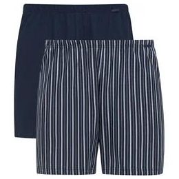 Boxershorts Calida "Natural Benefit", Herren, Gr. XXL (58/60), blau (schwarz sea), Single Jersey, Obermaterial: 100% Baumwolle, bedruckt, bequem, Unterhosen, elastisch, Single Jersey-Qualit&auml;t, ohne Eingriff