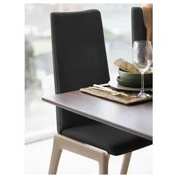 Polsterstuhl stressless "Laurel", schwarz (schwarz batick, eiche natur), B:57cm H:105cm T:60cm, Leder BATICK: BATICK ist ein leicht korrigiertes, durchgef&auml;rbtes und genarbtes M&ouml;belleder, bei dem die meisten Unebenheiten und Spuren in der Regel entfernt wurden., St&uuml;hle, Polsterstuhl, High Back, Gr&ouml;&szlig;e L, mit abgerundeten Beinen in Eiche natur