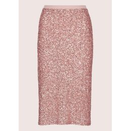 Madeleine Mode Sommerrock MADELEINE "Paillettenrock Schlanker Pencil-Skirt mit Wendepailletten", Damen, Gr. 42, rosa (blassrosa, puderros&eacute;), Obermaterial: 97% Polyester PES. 3% Elasthan EL., Modern, normal, R&ouml;cke Sommerrock