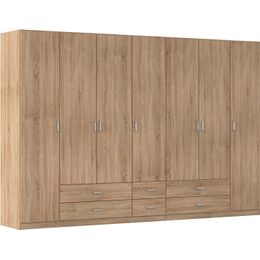 Dreht&uuml;renschrank Rauch "Kleiderschrank Garderobe GAMMA Breiten 91/136/181/226/271/315/360 cm", eiche sonoma, griffe alu, B:315cm H:210cm T:54cm, Holzwerkstoff, Schr&auml;nke, Dreht&uuml;renschrank, mit Schubladen, verschiedene Griff-Varianten TOPSELLER MADE IN GERMANY