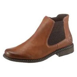 Chelseaboots Rieker, Damen, Gr. 36, braun (cognac, used), Lederimitat, used, Schuhe Chelseaboots, Stiefelette, Boots, Blockabsatz, in klassischer Optik