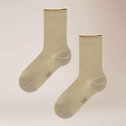 Socken Kunert "Socke Sparkling Citynight", Damen, Gr. 35-38, beige (night, beige 1539), Obermaterial: 70% Polyamid PA. 24% metallisierte Fasern MTF. 6% Elasthan EL., Socken Socken