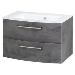 Waschtisch Welltime "Windau", grau (oxid stone, oxid stone), B:80cm H:56cm T:47cm, Waschtische, Waschtisch, Breite 80 cm, mit Soft-Close Funktion