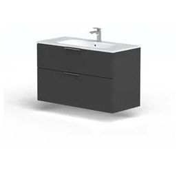Waschtisch Welltime "Ahus", grau (graphite), B:101cm H:61,8cm T:46cm, FSC-zertifizierter Holzwerkstoff, Waschtische, Waschtisch, mit Soft-Close-Funktion, Vollausz&uuml;ge, inkl. Waschbecken Breite 100 cm