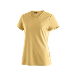 T-Shirt Maier Sports "Trudy", Damen, Gr. 44, pastellgelb, 100% Polyester, Rundhals, Shirts T-Shirt, Damen Kurzarmshirt, leichtes Sommer Funktionsshirt, V-Ausschnitt