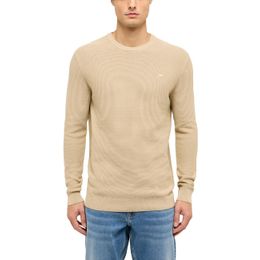 Cardigan Mustang "Herren Style Elliot", Herren, Gr. M, beige, Strick, 100% Baumwolle, regular fit, Rundhals, Strickjacken Cardigan