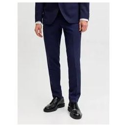 Jack & Jones Anzughose JACK & JONES "JPRFRANCO Hose mit schmalem Bein und cleanem Look", Herren, Gr. 50, N-Gr, blau (medieval blau), Web, Obermaterial: 78% Polyester, 17% Viskose, 5% Elasthan, meliert, slim fit normal, Hosen Anzughose, meliert, modisch, slim fit, Kunstfaser