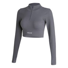 Sporttop YEAZ "Top RUNWAY", Damen, Gr. XL, grau, Obermaterial: 87% Nylon NY. 13% Elasthan EL., Tops Sporttop