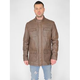 Lederjacke JCC "Lederjacke 3102160", Herren, Gr. 52, braun (antique braun), Obermaterial: 100% Lammleder LEL. Futter: 50% Baumwolle CO. 50% Polyester PES., Jacken Lederjacke