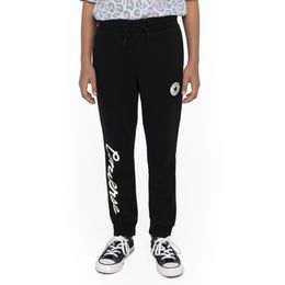 Jogginghose Converse "CNVG SIG CHUCK PATCH JOGGER", M&auml;dchen, Gr. 122 (7), N-Gr, schwarz, Jersey, Obermaterial: 60% Baumwolle, 40% Polyester, unifarben, Hosen Jogginghose, f&uuml;r Kinder