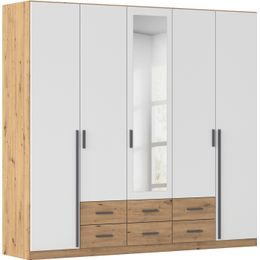 Kleiderschrank Rauch "Schrank Garderobe Ankleide GAMMA Breiten 91/136/181/226/271/315/360 cm", eiche artisan, alpinwei&szlig;, griffstangen graumetallic, B:226cm H:210cm T:54cm, Holzwerkstoff, Schr&auml;nke, Kleiderschrank, verschiedene Griff-Varianten, mit Spiegel TOPSELLER MADE IN GERMANY