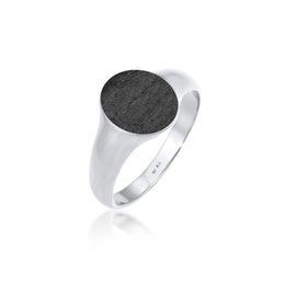 Siegelring Kuzzoi "Ring Herren Siegelring Matt Basic Cool 925er Silber" Gr. 64, schwarz, Fingerringe, Herren, 64, ohne Stein, Silber 925 (Sterlingsilber), 10mm, Siegelring