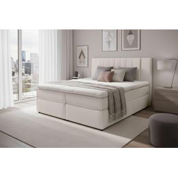 Boxspringbett Home Affaire "Bellissimo, Doppelbett, Polsterbett, Federkernbett, Komforbett", silber, B:185cm L:215cm, 100% PES, Komplettbetten, Boxspringbett, inkl. 9cm Topper, 5-Zonen-Taschen-Federkernmatratze, H&auml;rtegrad 3