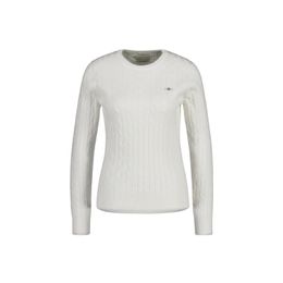 Sweater Gant "Strickpullover STRETCH COTTON CABLE C-NECK", Damen, Gr. XS, wei&szlig; (ecru), Obermaterial: 88% Baumwolle CO. 10% Polyamid PA. 2% Elasthan EL., Sweatshirts Sweater