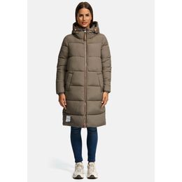 Winterjacke Marikoo "Marikoo Nomadiaa lange Damen Winterjacke N024", Damen, Gr. L, grau (stone braun), Obermaterial: 100% Polyester PES., Jacken Winterjacke