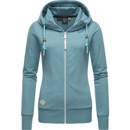 Kapuzensweatjacke Ragwear "Kapuzensweatjacke Paya Intl.", Damen, Gr. L, blau (light aqua23), Obermaterial: 50% Baumwolle CO. 50% Polyester PES., Sweatjacken Kapuzensweatjacke