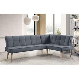 Eckbank exxpo - SOFA FASHION "Latte", antrazith, B:234cm H:95cm T:156cm, 94% PES, 6% NY, Sitzb&auml;nke, Eckbank, moderne Sitz- und R&uuml;ckensteppung, bequem und elegant, hoher Holzfu&szlig;