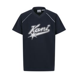 T-Shirt Karl Kani "Karl Kani Varsity Star Soccer Jersey Junior", M&auml;dchen, Gr. 110/116, dunkelblau, 100% Polyester, bedruckt, normal, Rundhals, Shirts T-Shirt